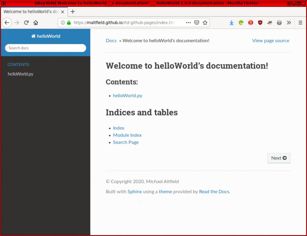 Continuous Documentation Hosting Read The Docs On Github Pages 12 Michael Altfields Tech Blog
